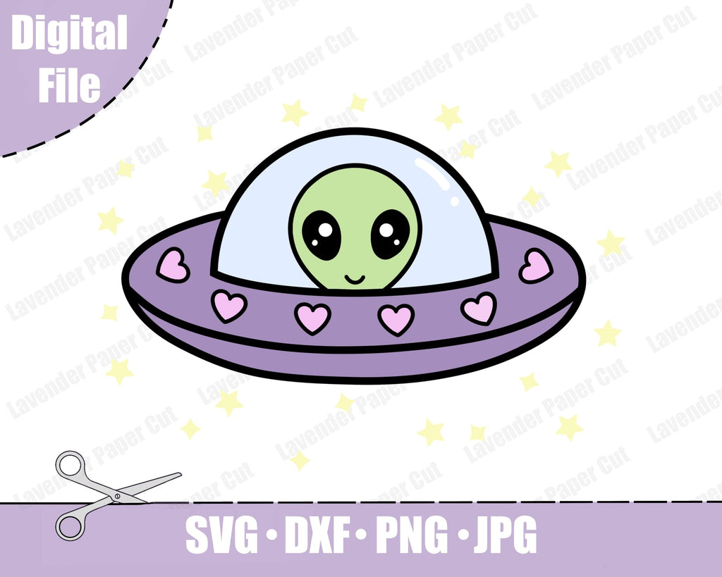 Alien Ship UFO SVG File, Alien PNG, Kawaii Alien, Cute Alien Ship ...