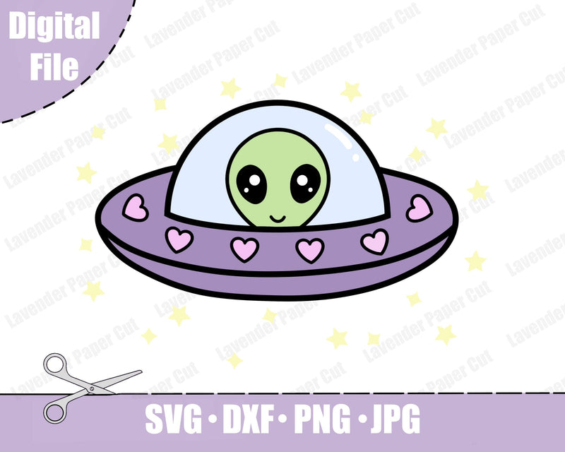 Alien Ship UFO SVG File, Alien PNG, Kawaii Alien, Cute Alien Ship ...