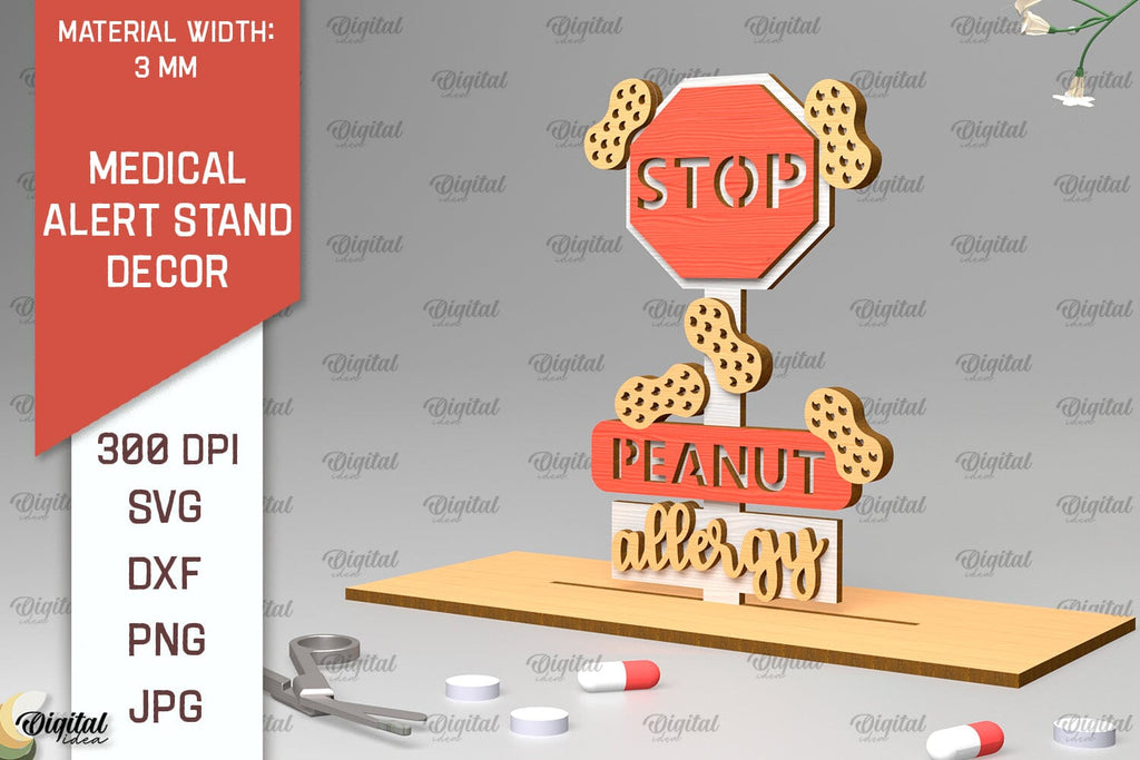 Allergy Medical Alert Stand Laser Cut. Medical Decor SVG - So Fontsy