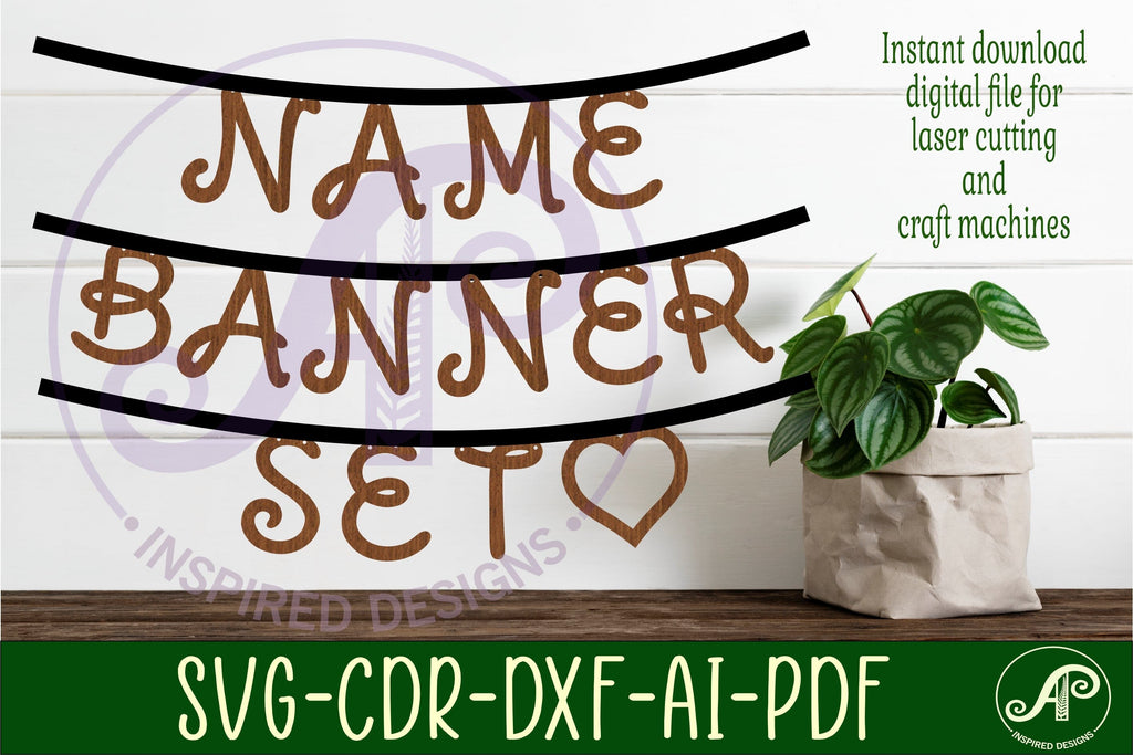 Alphabet curly font bunting banner cut out letters SVG laser - So Fontsy