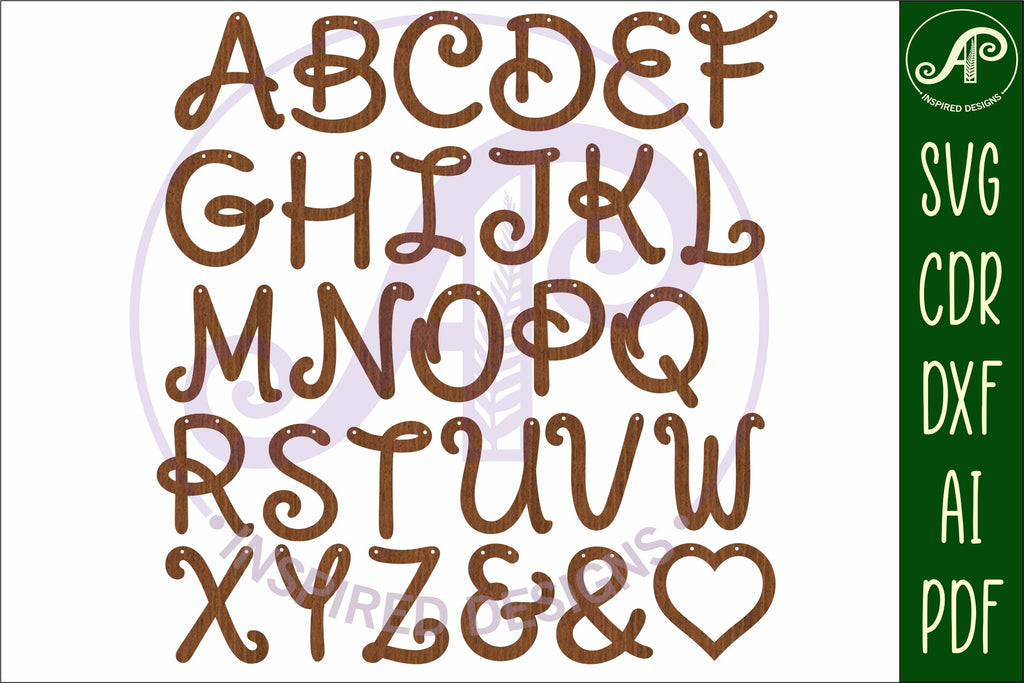 Alphabet curly font bunting banner cut out letters SVG laser - So Fontsy