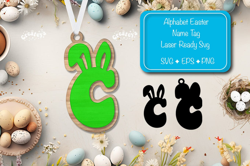 Alphabet Letter C Easter basket tags Easter tag Laser Cut. Easter Name ...