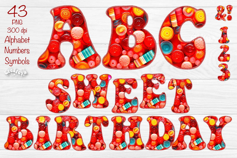 Alphabet PNG Bundle Letters Numbers Symbols Glitter Embroidery Stitches ...