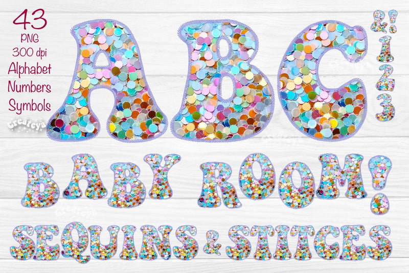 Alphabet PNG Bundle Letters Numbers Symbols Glitter Embroidery Stitches ...