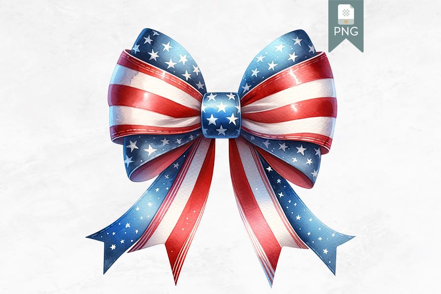 American Flag Bow Clipart, Patriotic Bow PNG - So Fontsy