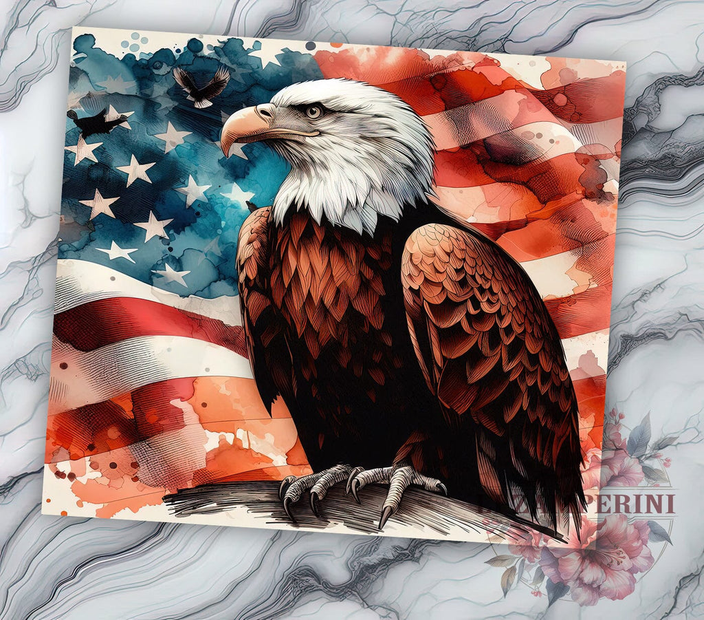 American Flag Eagle 20oz Tumbler Wrap PNG, Victory Eagle Tumbler PNG Sublimation, Straight ...