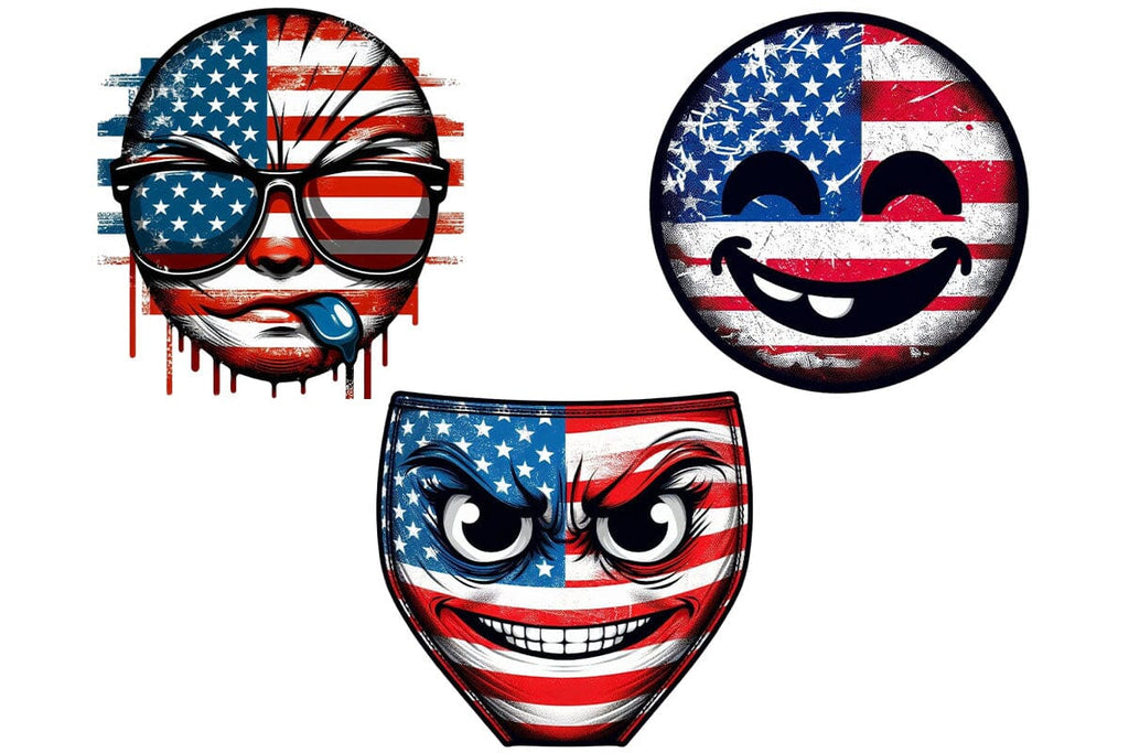 American Flag Fanny Face 4th Of July Clipart Bundle Printable File - So ...