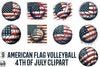 American Flag Volleyball 4th Of July Clipart Bundle Printable File - So ...