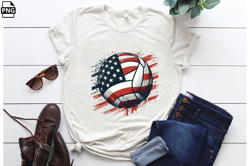 American Flag Volleyball 4th Of July Clipart Bundle Printable File - So ...