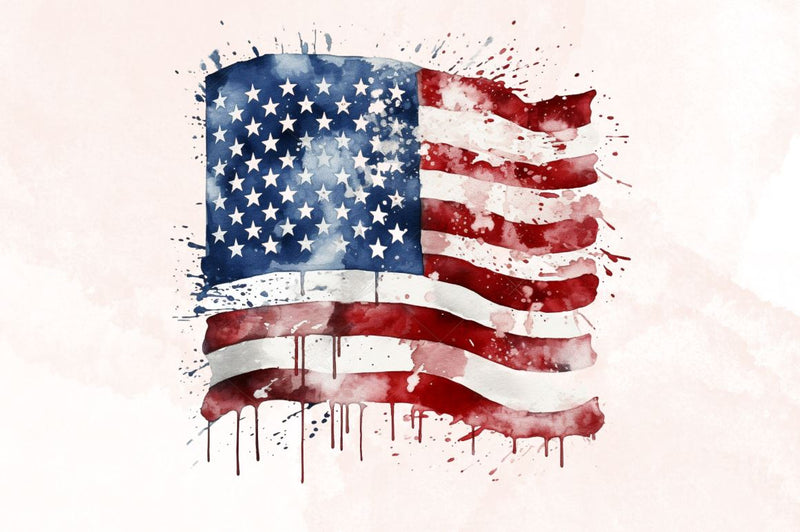American Flag Watercolor Clipart Bundle - So Fontsy