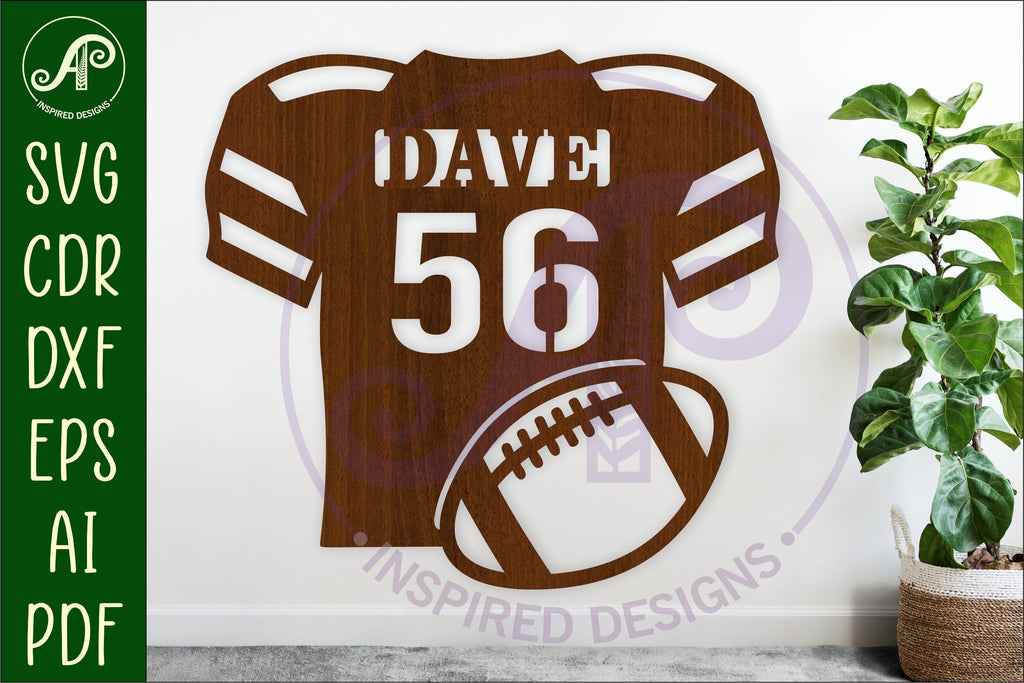 American Football shirt name sign svg laser cut file - So Fontsy