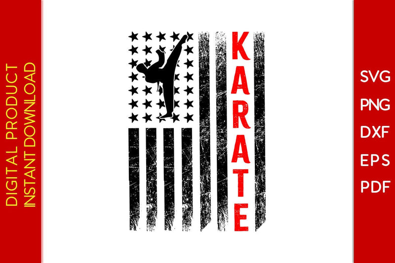American Karate With USA Flag SVG PNG PDF Cut File - So Fontsy