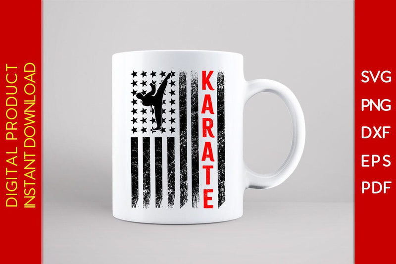 American Karate With USA Flag SVG PNG PDF Cut File - So Fontsy
