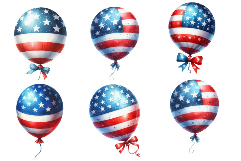 American Patriotic Balloons Clipart - So Fontsy