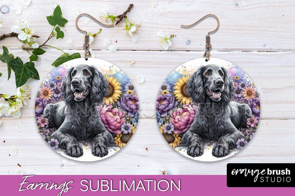 American Water Spaniel Earrings - Dog Mom Floral Round Earring ...