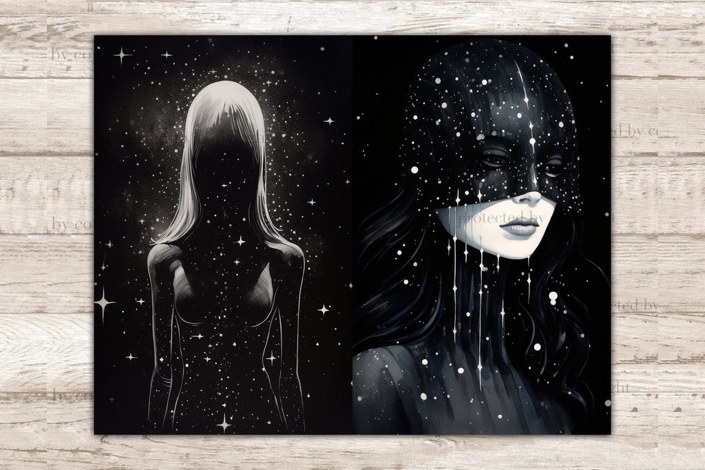 Among The Stars Junk Journal Pages | Cosmic Digital Art - So Fontsy
