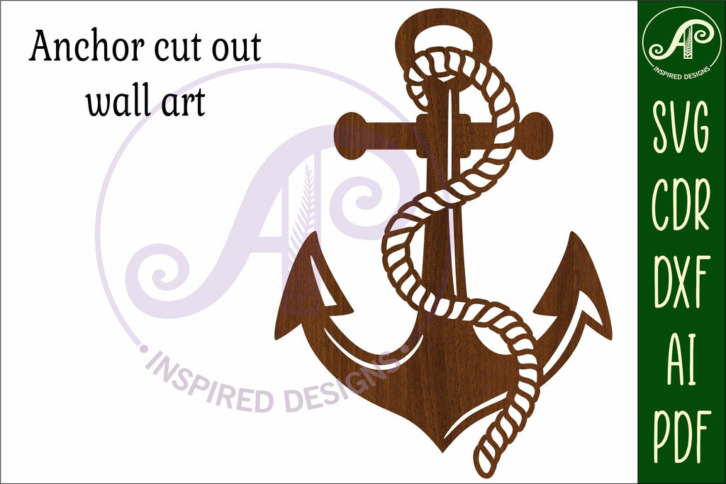 Anchor cut out wall sign svg laser cut file - So Fontsy