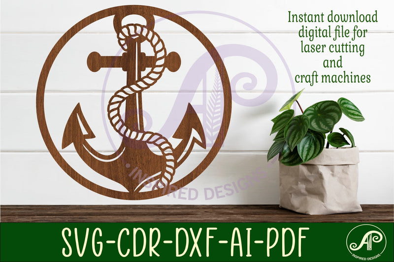 Anchor wall sign svg laser cut file - So Fontsy