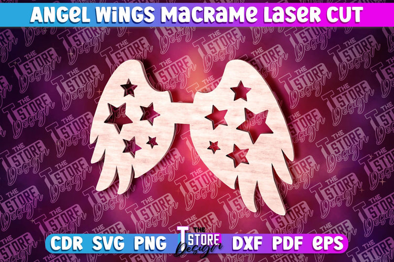 Angel Wings Macrame Laser Cut | Wings Laser Cut Design - So Fontsy
