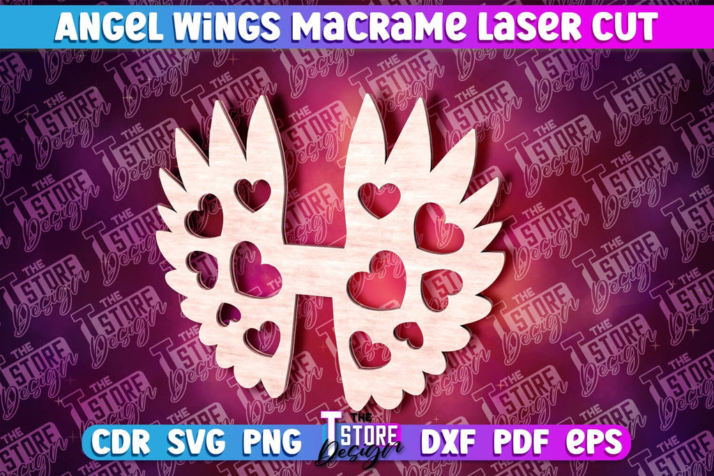 Angel Wings Macrame Laser Cut | Wings Laser Cut Design - So Fontsy