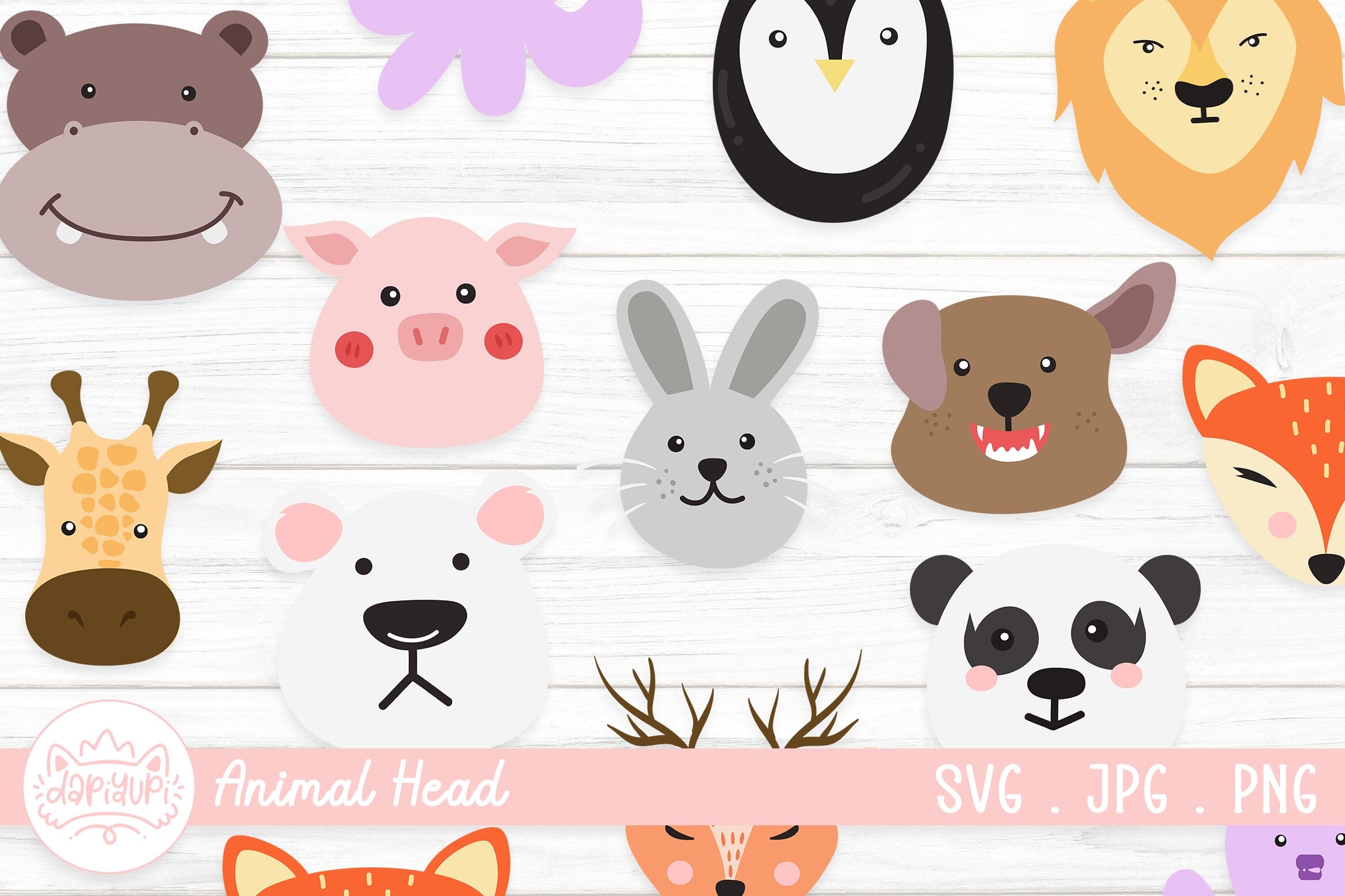 Animal Face Clipart Bundle | Animal Head Illustration - So Fontsy