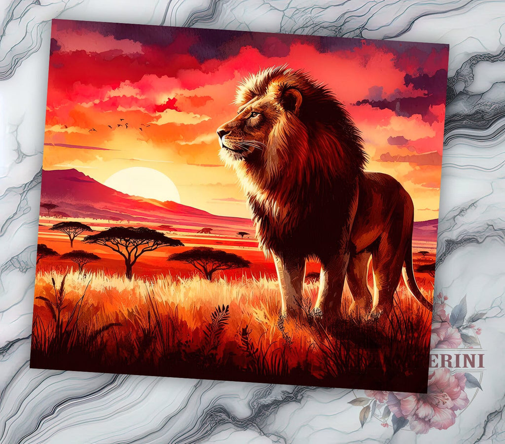 Animal Lion 20oz Tumbler Wrap PNG, Lion Tumbler Png, Straight & Tapered ...