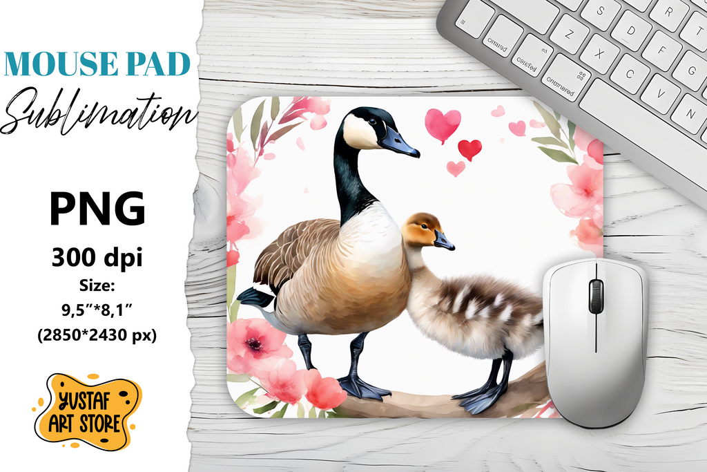 Animal Mouse Pad sublimation. Cute ducks - So Fontsy