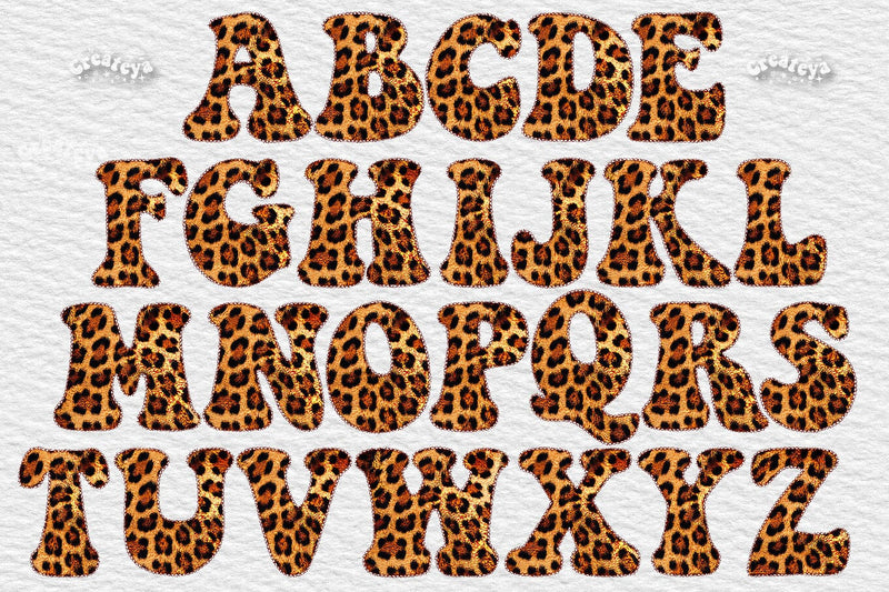 Animal Print Alphabet PNG Bundle Leopard and Cow Letters Numbers ...