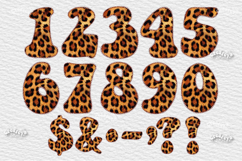 Animal Print Alphabet PNG Bundle Leopard and Cow Letters Numbers ...