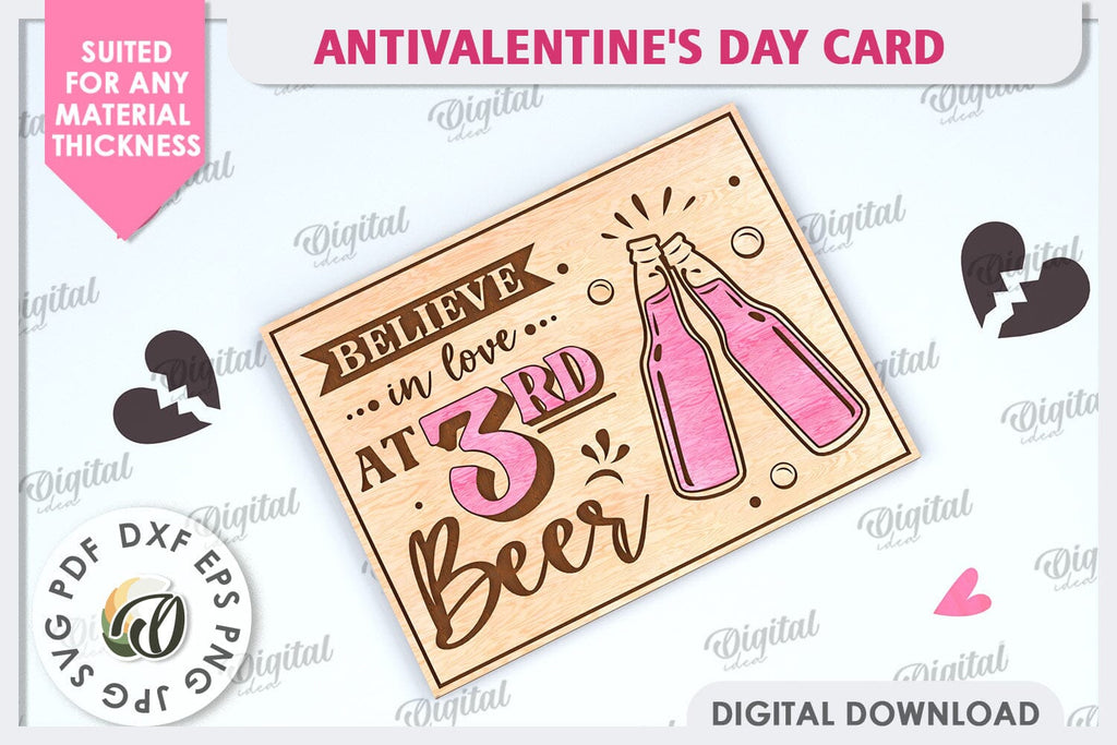 Anti Valentine's Day Card Laser Cut. Greeting Card SVG - So Fontsy