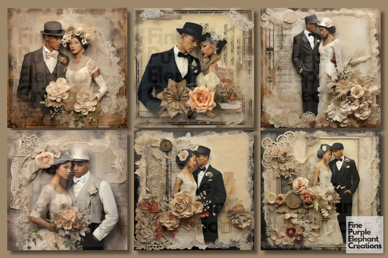 Antique Wedding Couples Scrapbook - So Fontsy