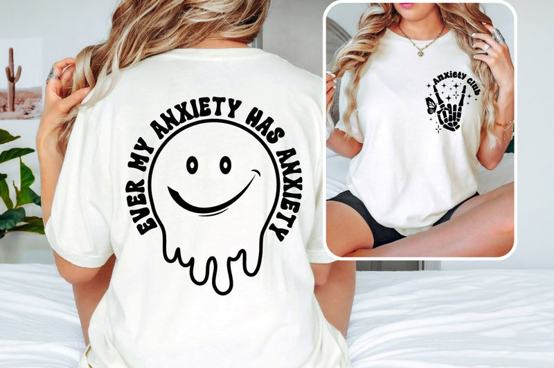 Anxiety club Front and Back SVG T shirt Design - So Fontsy