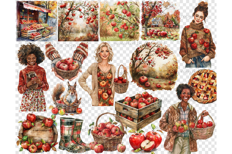 Apple Harvest Clipart | Apple Garden PNG - So Fontsy