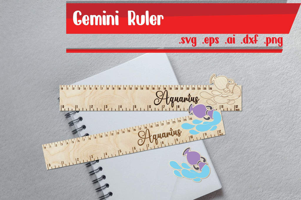 Aquarius Ruler | Aquarius Wooden Ruler | Ruler Engraving - So Fontsy