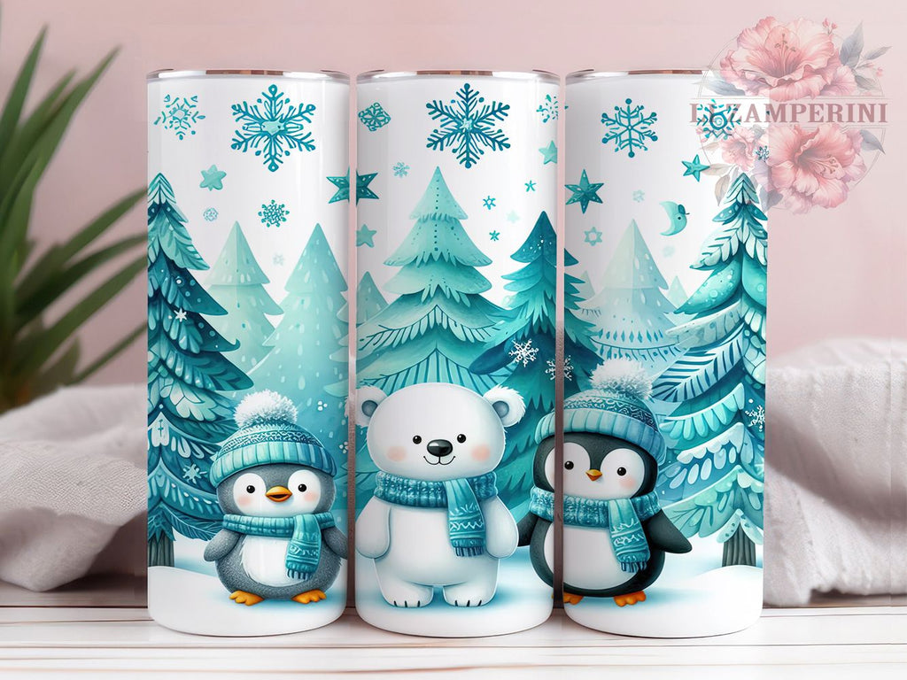 Arctic Polar Bear Penguin Tumbler, Penguin Christmas Wrap, Holiday Mug ...