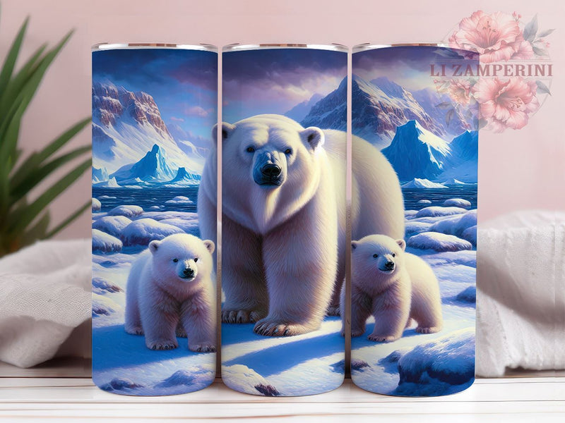 Arctic Polar Bear Tumbler Wrap, Polar Bears, Tumbler Wrap, Sublimation ...