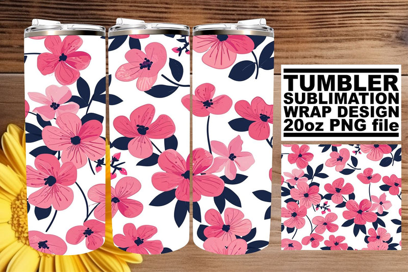 Artistic Tumbler Decoration - Flower Pattern 20oz - So Fontsy