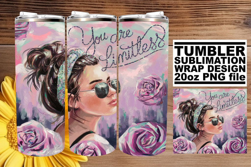 Artistic tumbler wrap, perfect for sublimation needs! , Woman - So Fontsy