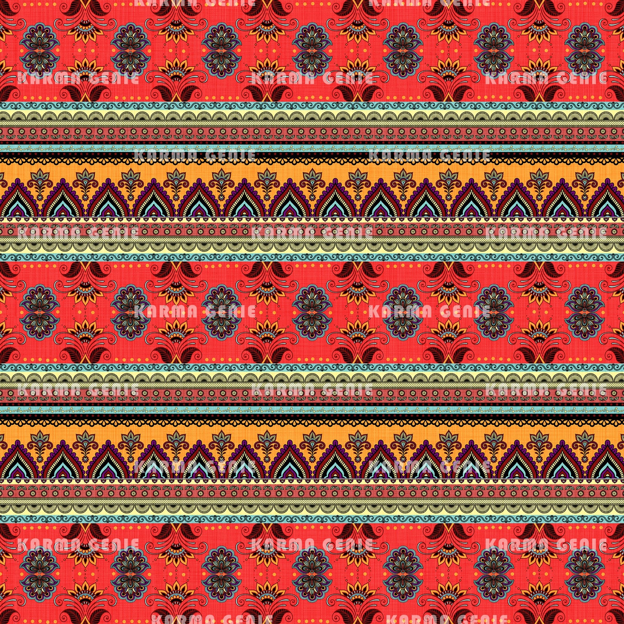 Asian Style Boho Indian Henna Pattern Wallpaper - So Fontsy