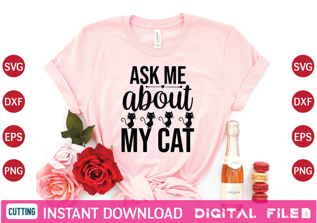 ask me about my cat svg - So Fontsy
