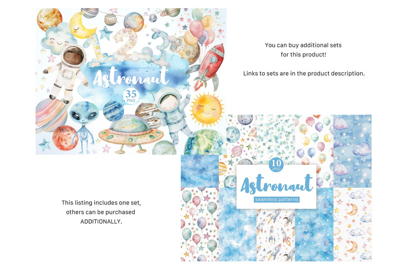 Astronaut Digital Paper | Space Seamless Pattern - So Fontsy