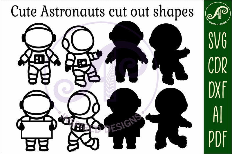 Astronaut outline designs two layer cut out laser cut - So Fontsy