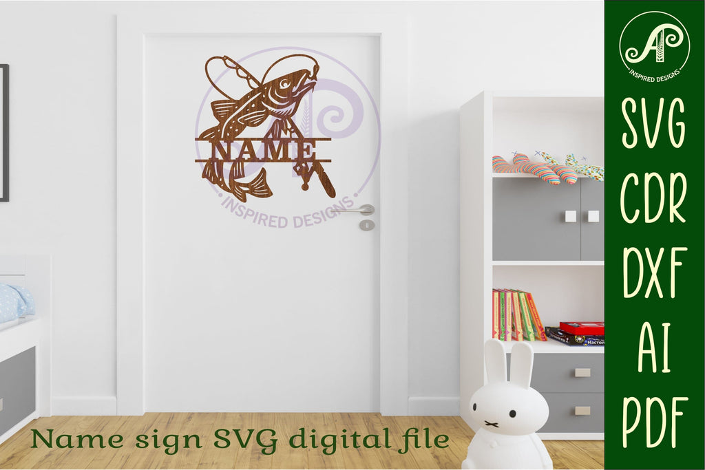 Atlantic Cod fish name sign svg laser cut file - So Fontsy