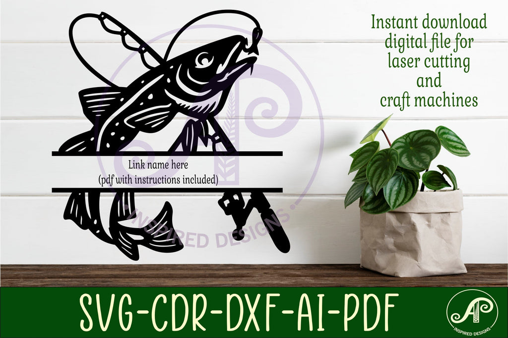 Atlantic Cod fish name sign svg laser cut file - So Fontsy
