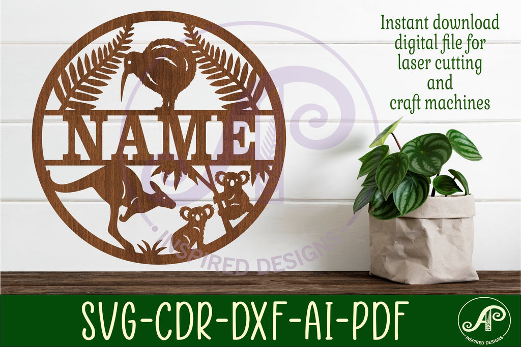 Australian and New Zealand name sign svg laser cut template - So Fontsy