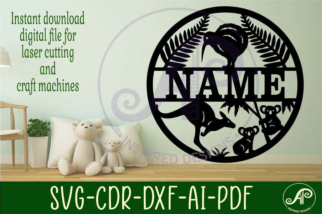 Australian and New Zealand name sign svg laser cut template - So Fontsy
