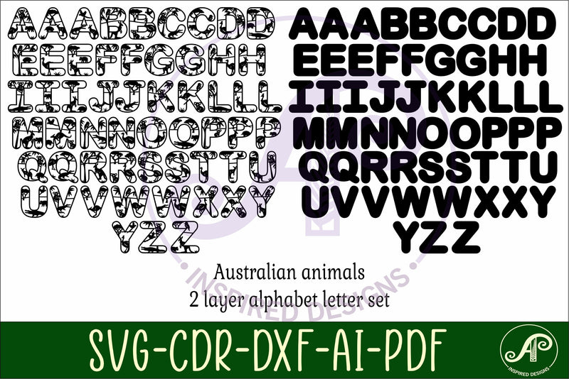 Australian animals letters alphabet set x 47 - So Fontsy