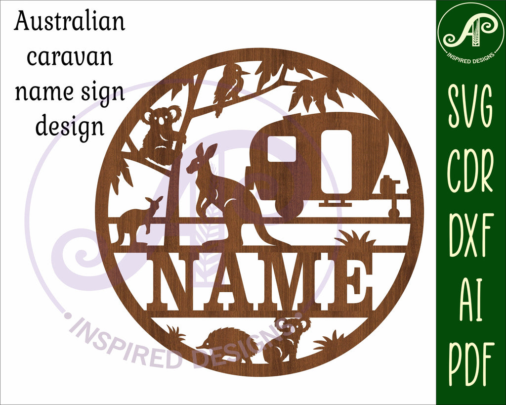 Australian caravan name sign svg laser cut template - So Fontsy