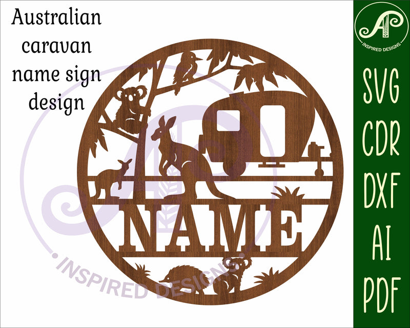 Australian caravan name sign svg laser cut template - So Fontsy