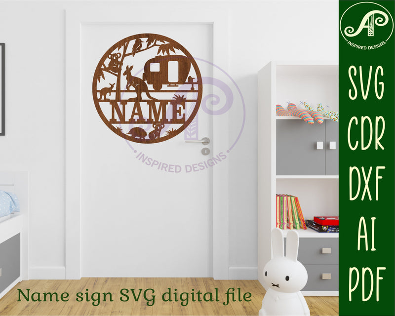 Australian caravan name sign svg laser cut template - So Fontsy